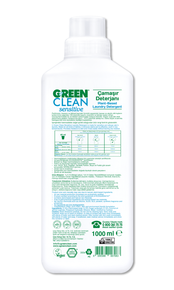 Sensitive Plant-Based Laundry Detergent | U Green Clean