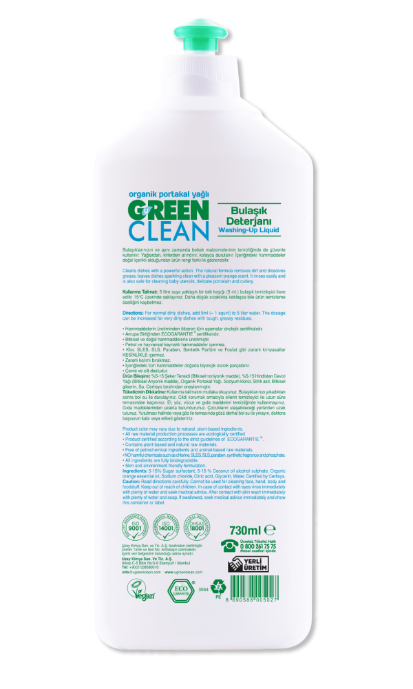 Plant-Based Washing-Up Detergent 730ml | Hand Wash | U Green Clean